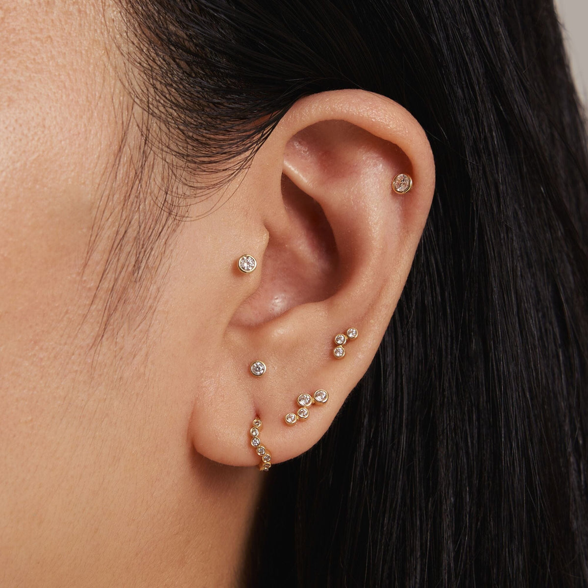 White Gold Alfred Diamond Hoop Piercing | Fine Piercings | Adornmonde