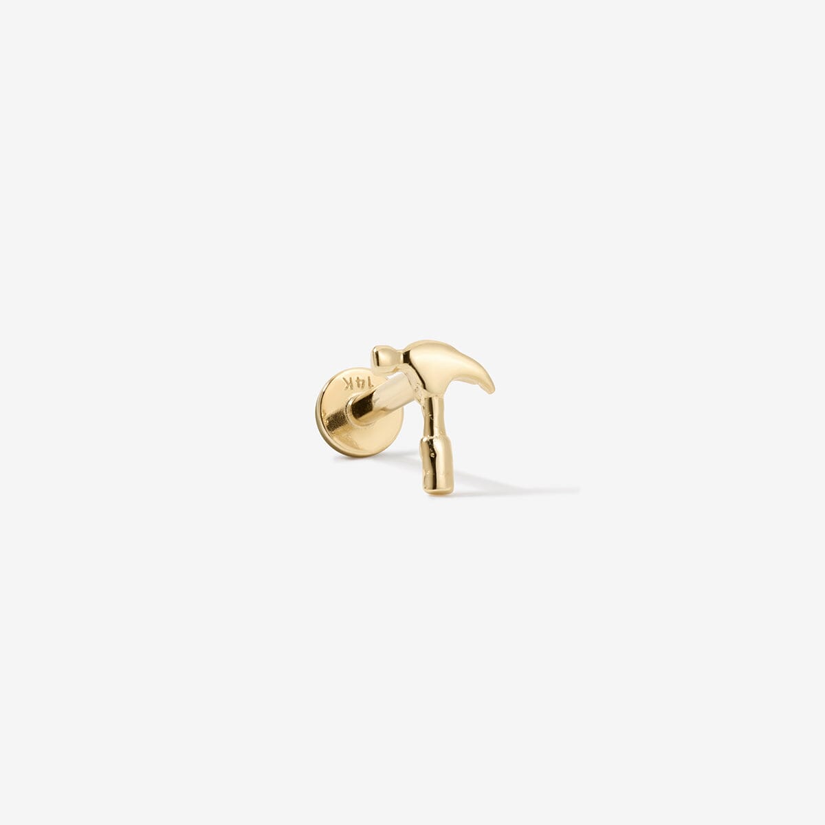Gold Damien Micro Hammer Piercing | Flat Back Earrings | Adornmonde