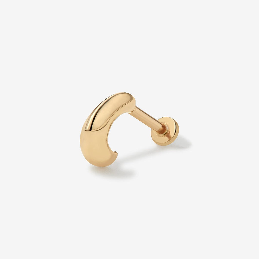 Gold Fat Patt Piercing | Flat Back Earrings | Adornmonde