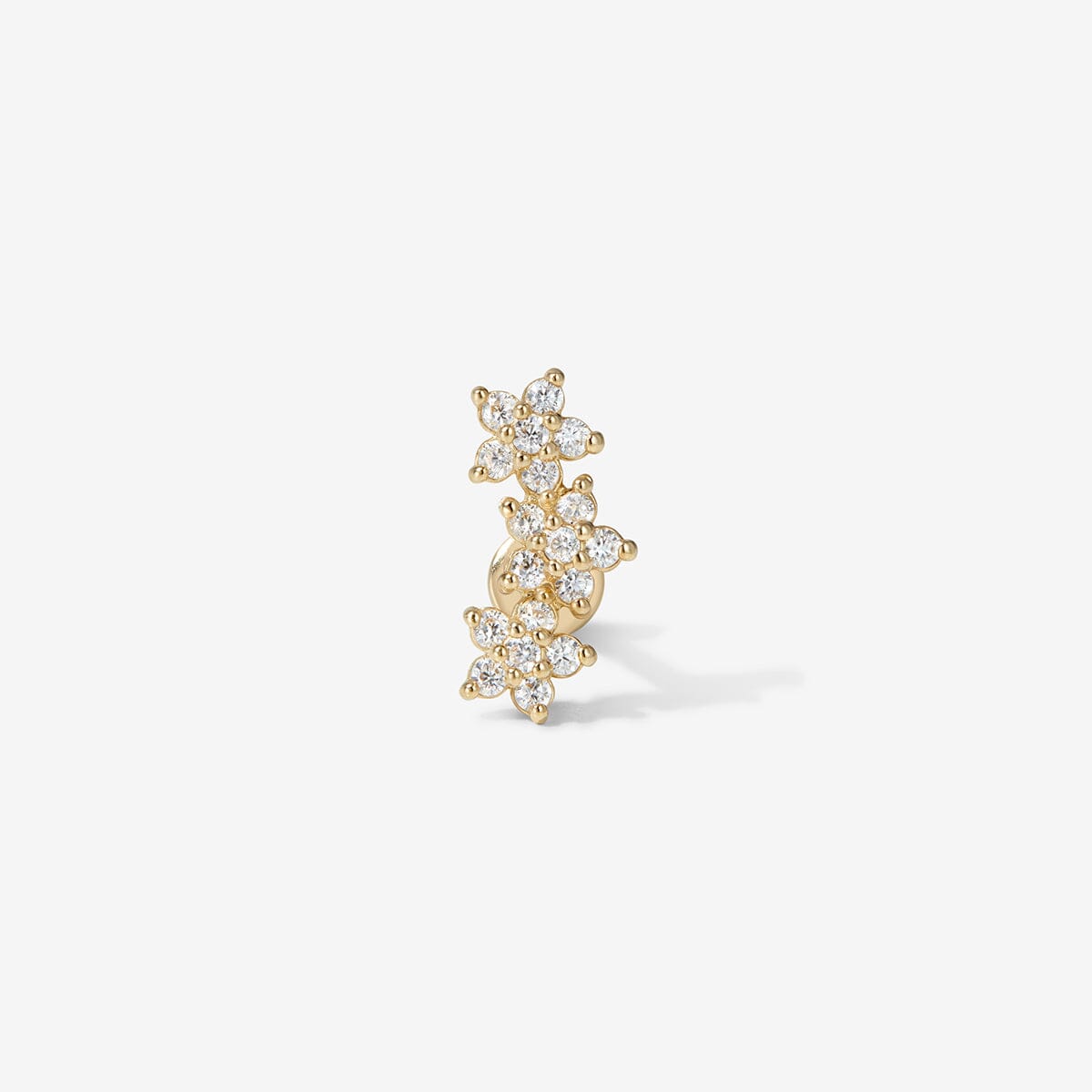 Gold Jarrett Triple Micro Flower Piercing | Flat Back Earrings | Adornmonde