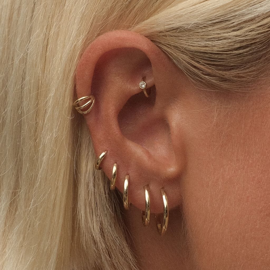 Gold Lotto Diamond Hoop Piercing | Fine Earrings | Adornmonde