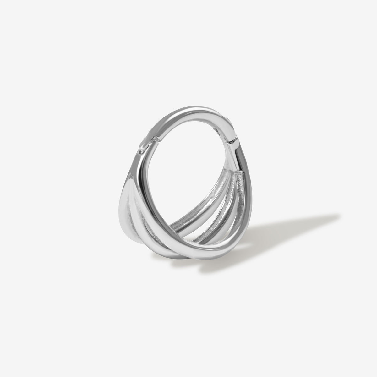 White Gold Peng Cage Clicker Hoop | Fine Piercings | Adornmonde