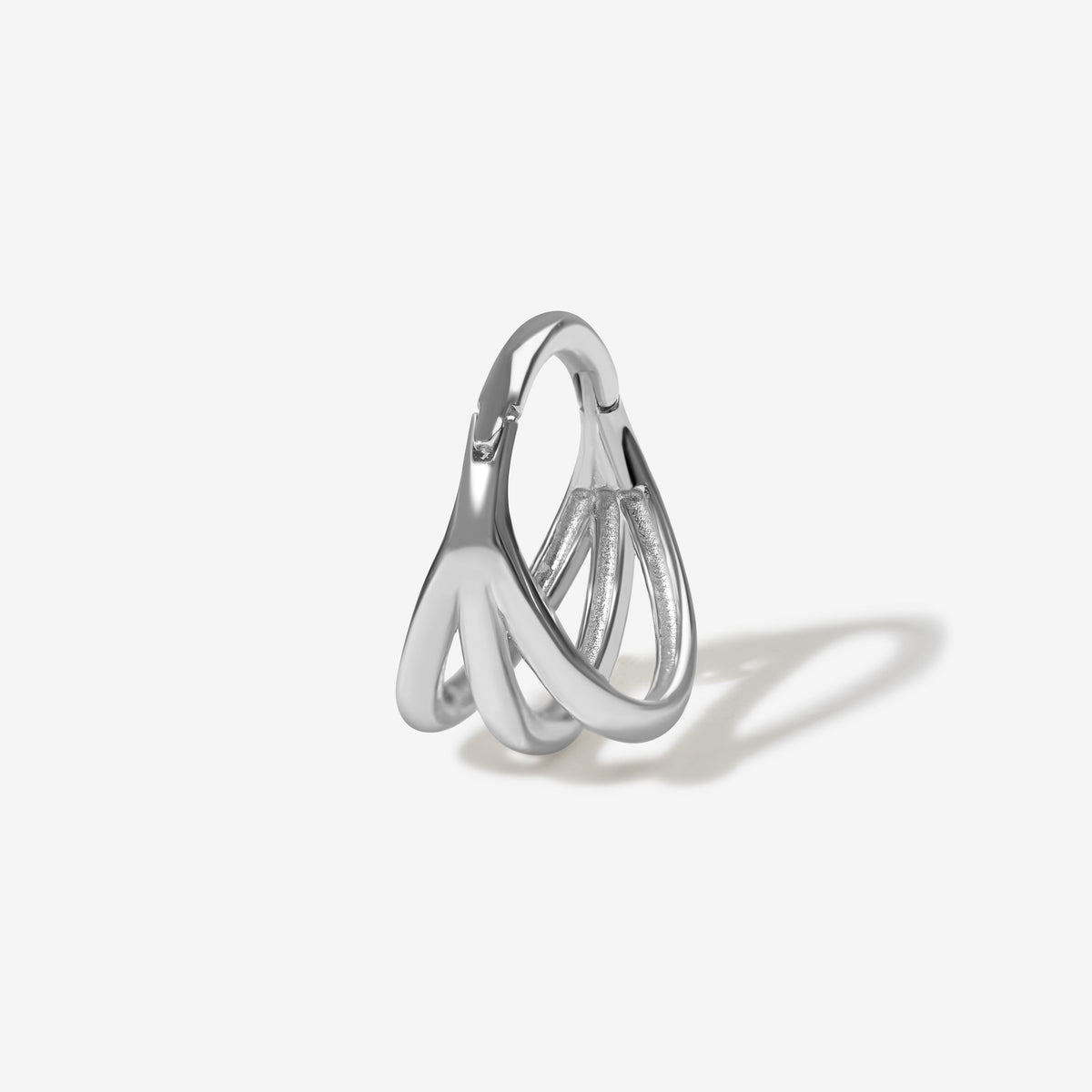 White Gold Peng Cage Clicker Hoop | Fine Piercings | Adornmonde
