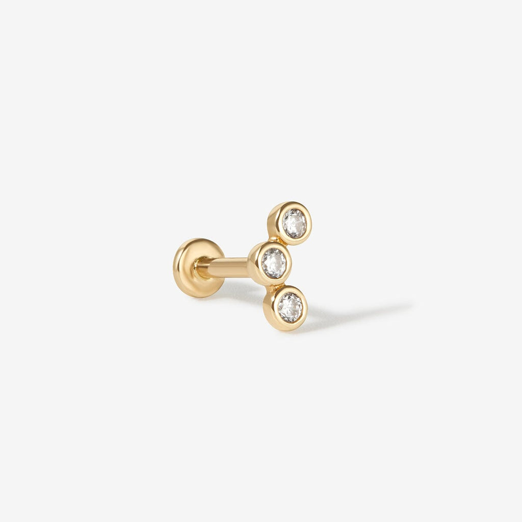 Gold Wayne Lab Diamond Piercing | Flat Back Earrings | Adornmonde