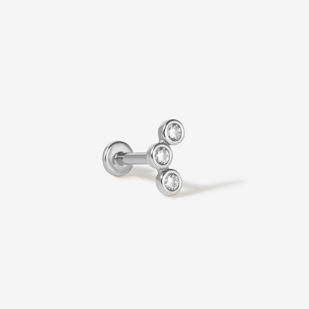 White Gold Wayne Lab Diamond Piercing | Flat Back Earrings | Adornmonde