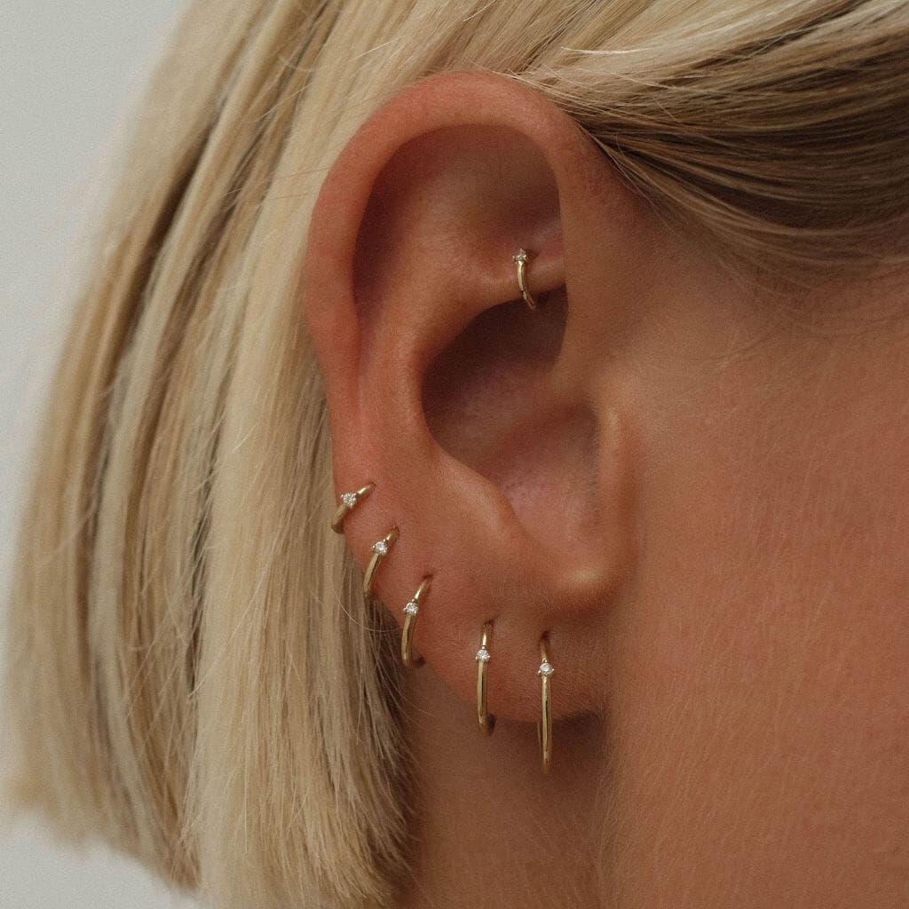 Gold Cloud Diamond Clicker Hoop | Fine Earrings | Adornmonde