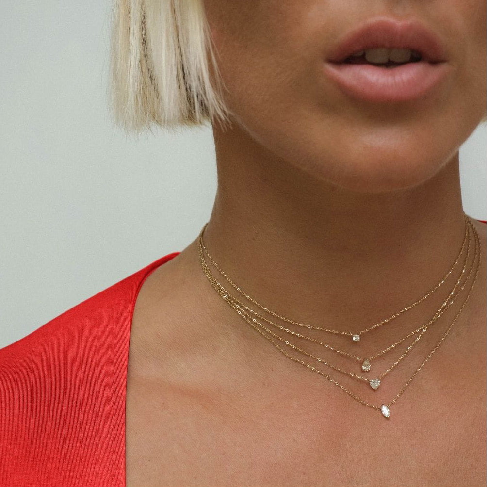White Gold Owen Pear Lab Diamond Necklace | Fine Jewelry | Adornmonde