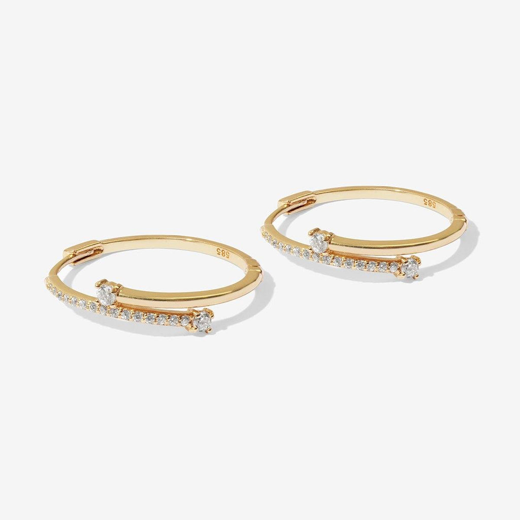 Gold Celvin Mini Hoops | Solid 14 Karat | Adornmonde